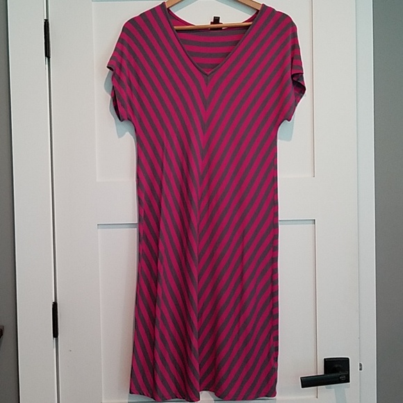 Merona | Dresses | Bogo Marina Pink Gray Stripes Dress Size Small ...